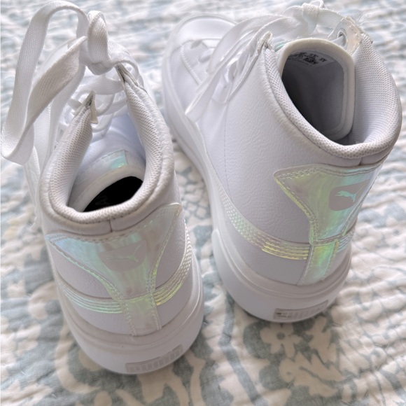 Puma | Shoes | Puma White Hightop Sneakers With Luminescent Detail ...
